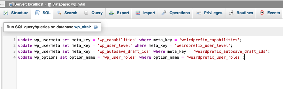 Change WordPress Database Table Prefix Back To Wp WP Beaches